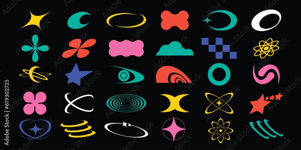 Bauhaus elements. Modern geometric abstract shapes. Y2k elements. Y2k ...