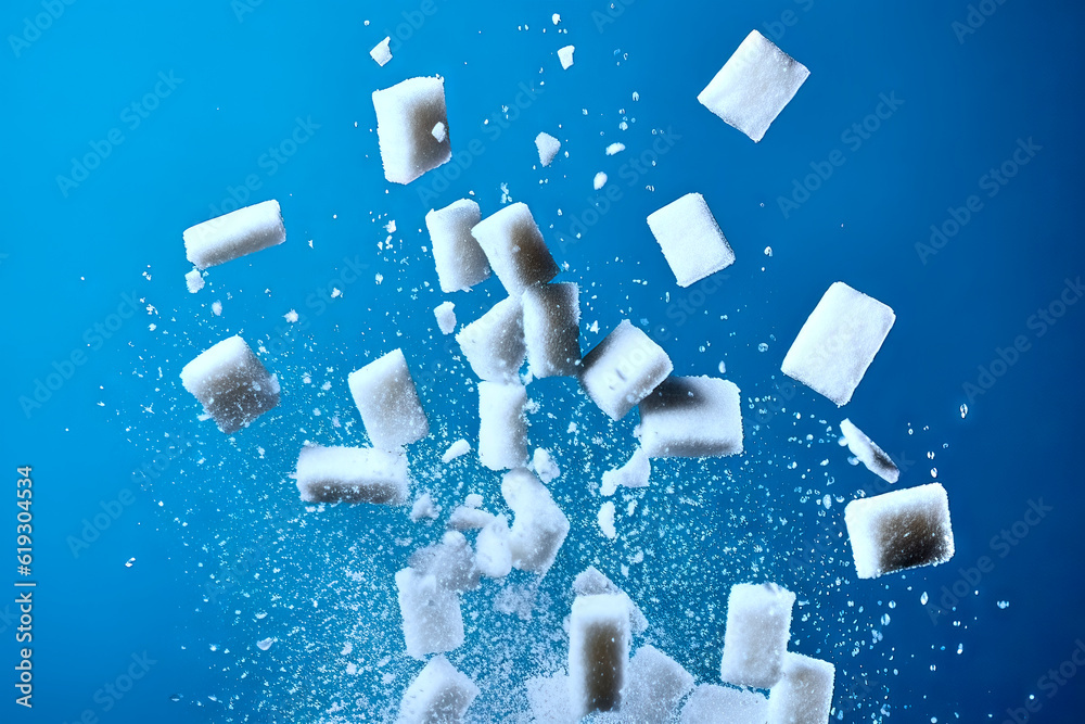 Sugar cubes, lumps of sugar, lumps of sugar and lumps of sugar fly up ...