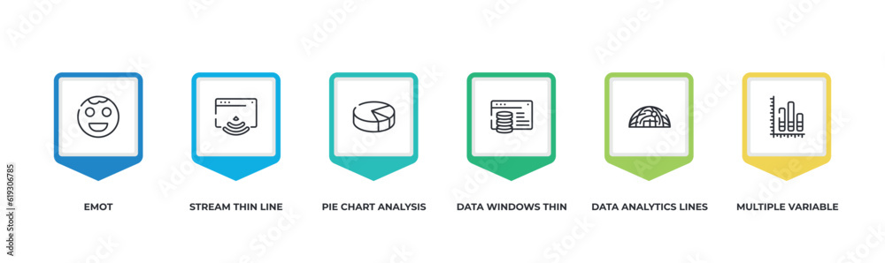 Set Of User Interface Outline Icons With Infographic Template Thin Line Icons Included Stream