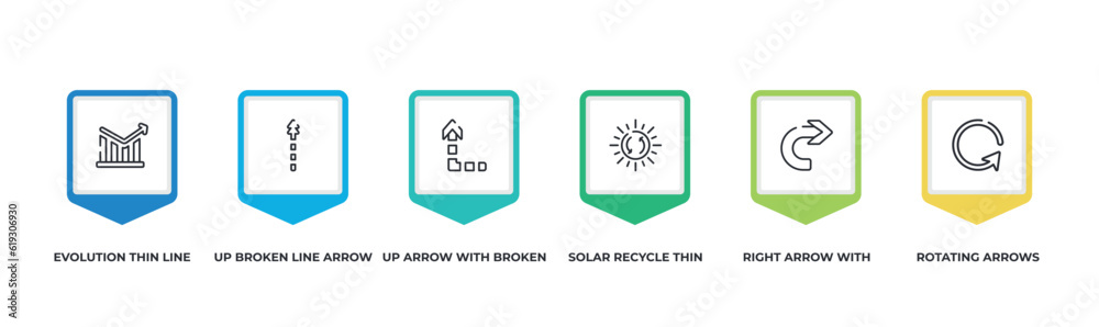 set of user interface outline icons with infographic template. thin ...