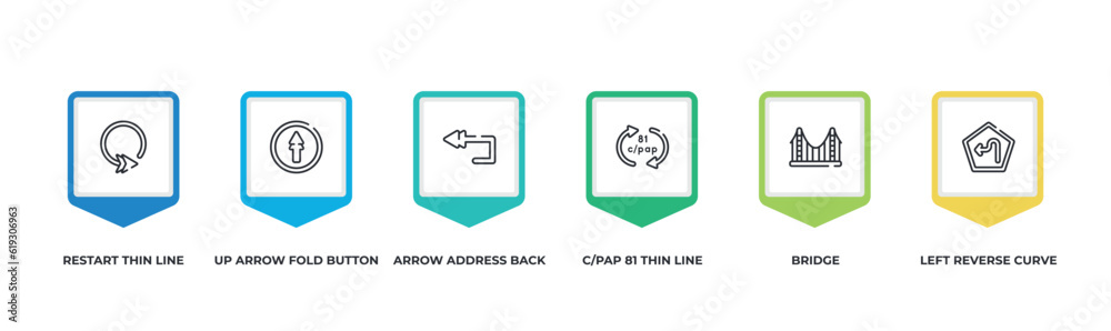 set of user interface outline icons with infographic template. thin line icons included up arrow ...