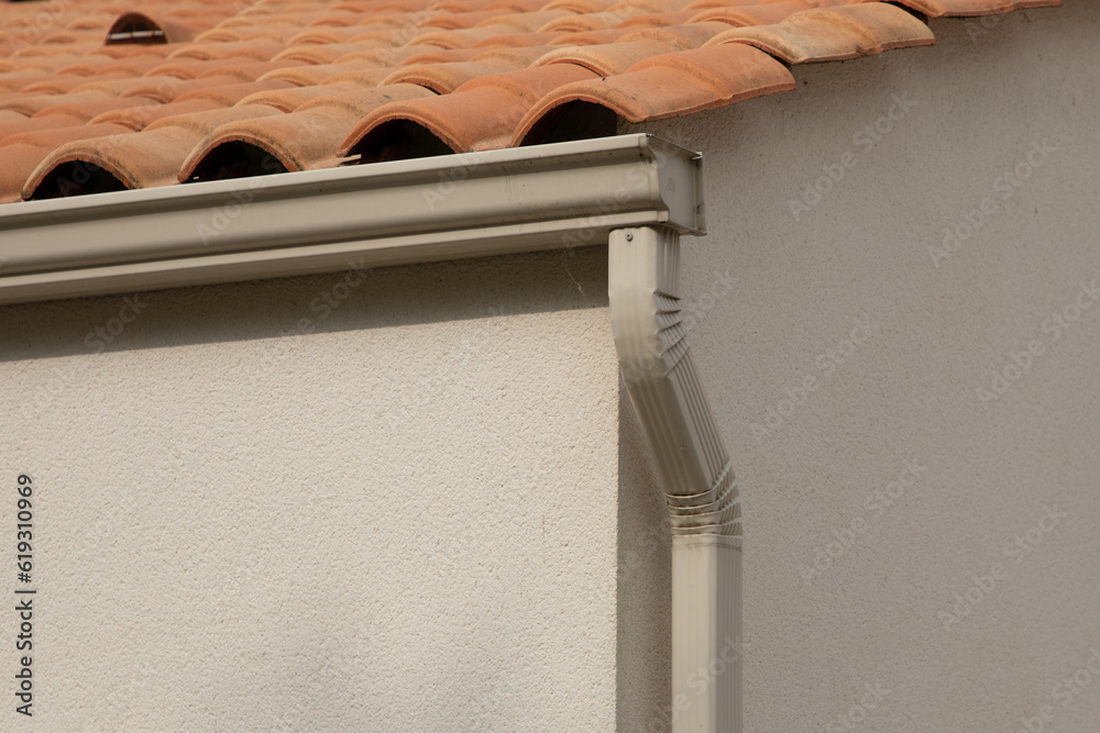 House rain gutter sandy beige modern waterproofing home corner roof ...