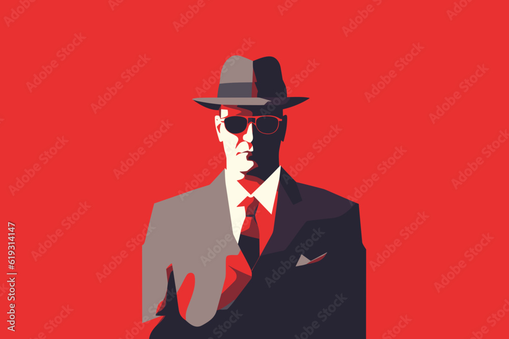 Hand-drawn cartoon Mobster flat art Illustrations in minimalist vector ...