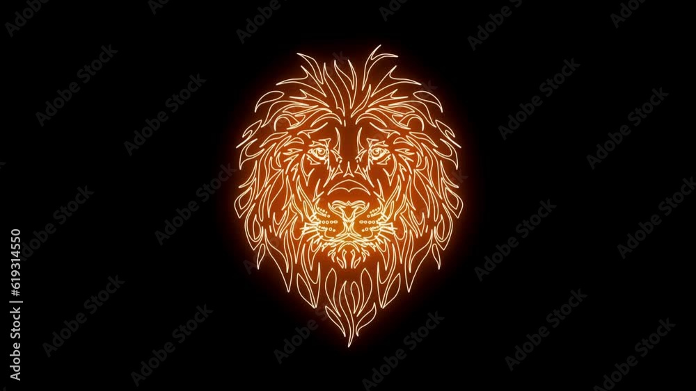 Neon light lion head animation. Animation collection concept with ...