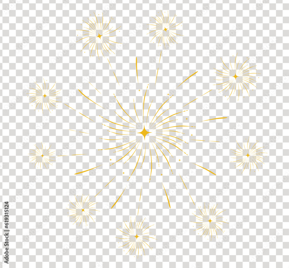 bursting fireworks with stars and sparks isolated on transparent ...