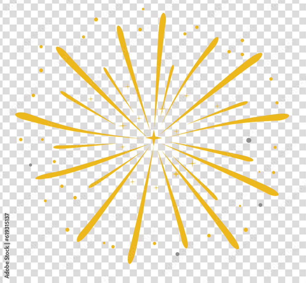 bursting fireworks with stars and sparks isolated on transparent ...