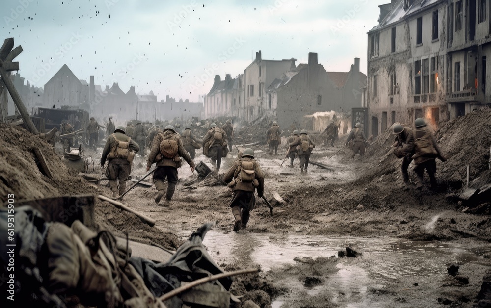 A retro world war 2 army run on the beach for survive. Stock ...