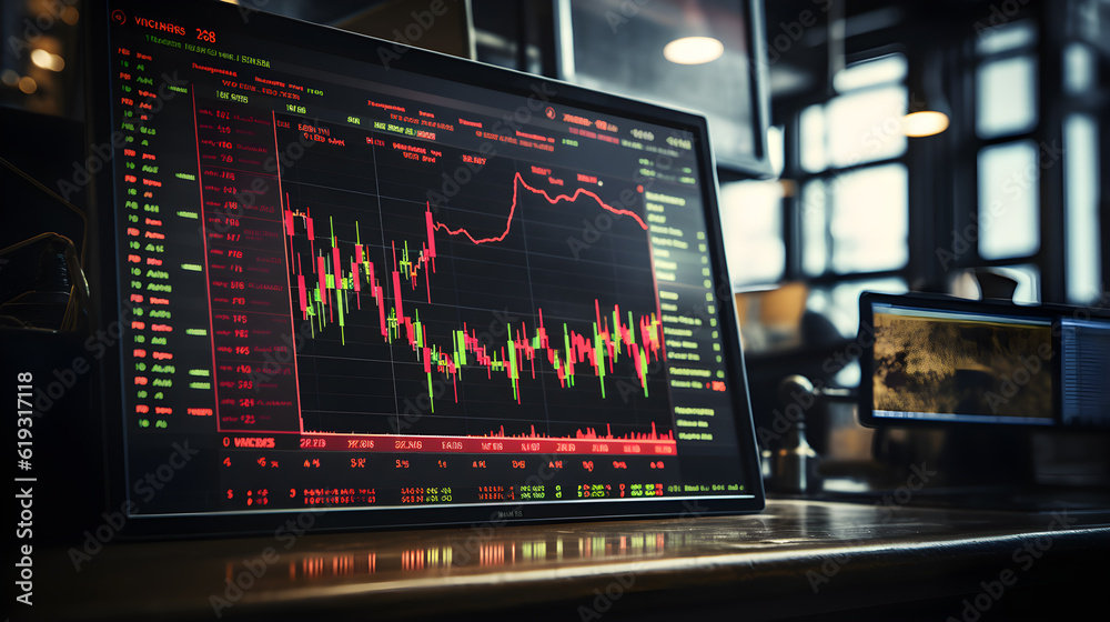 red arrow graph on a black trading board depicts a sharp fall ...