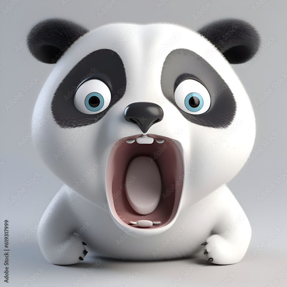 Cartoon panda with open mouth sitting on the floor and shouting Stock ...