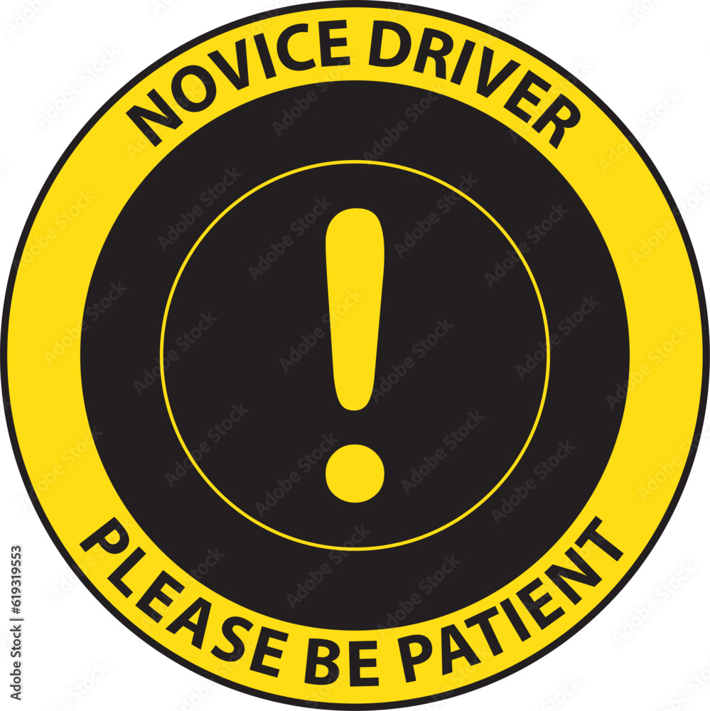 Novice driver warning sign vector, student driver warning sign sticker ...