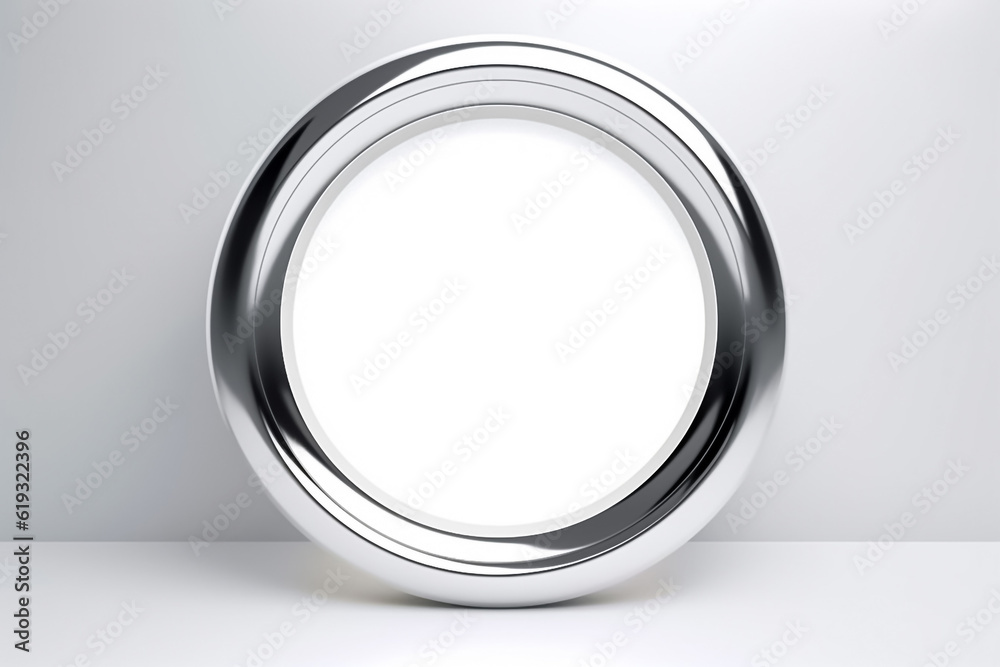 Silver circle with shadow isolated on smoke grey background. Shiny ...