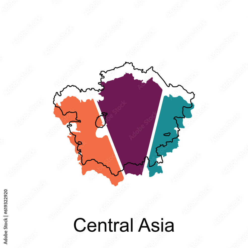 Vector map of Central Asia, World Map International vector template ...