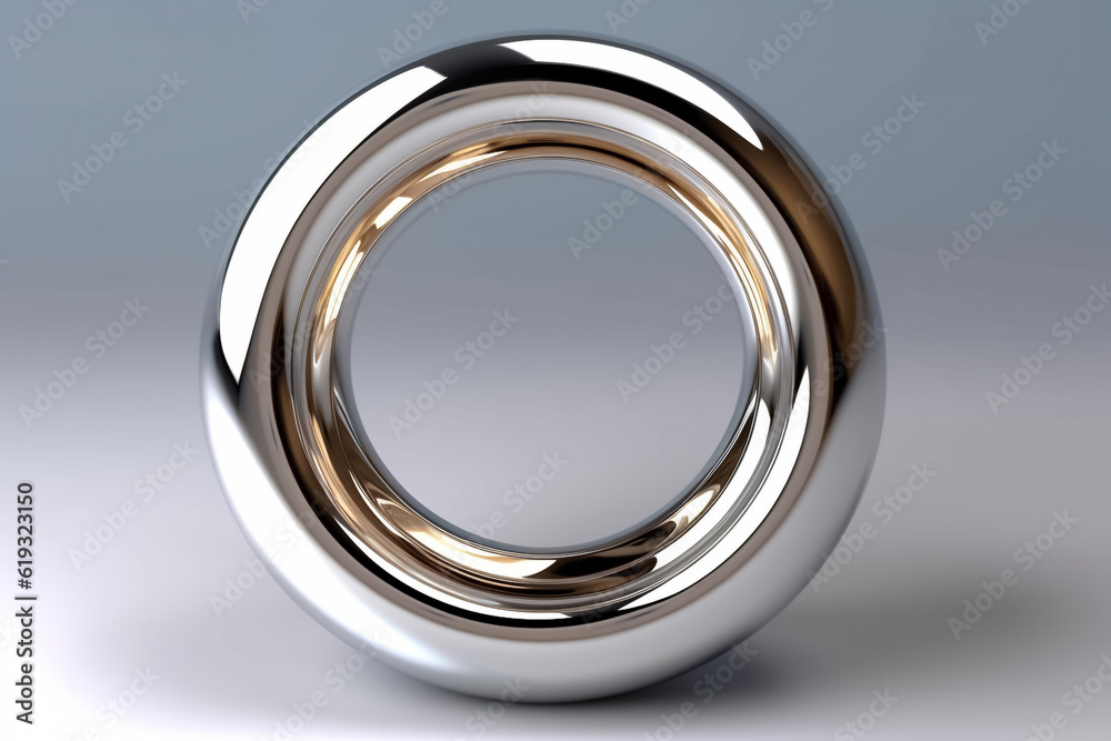 Silver circle with shadow isolated on Dark background. Shiny silver ...
