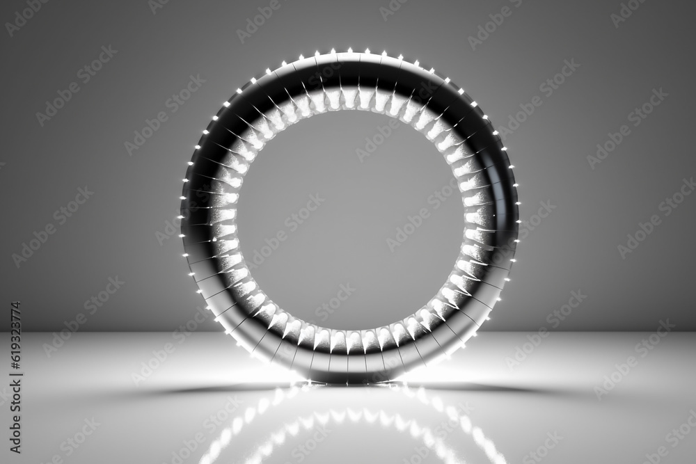 Silver circle with shadow isolated on Dark background. Shiny silver ...