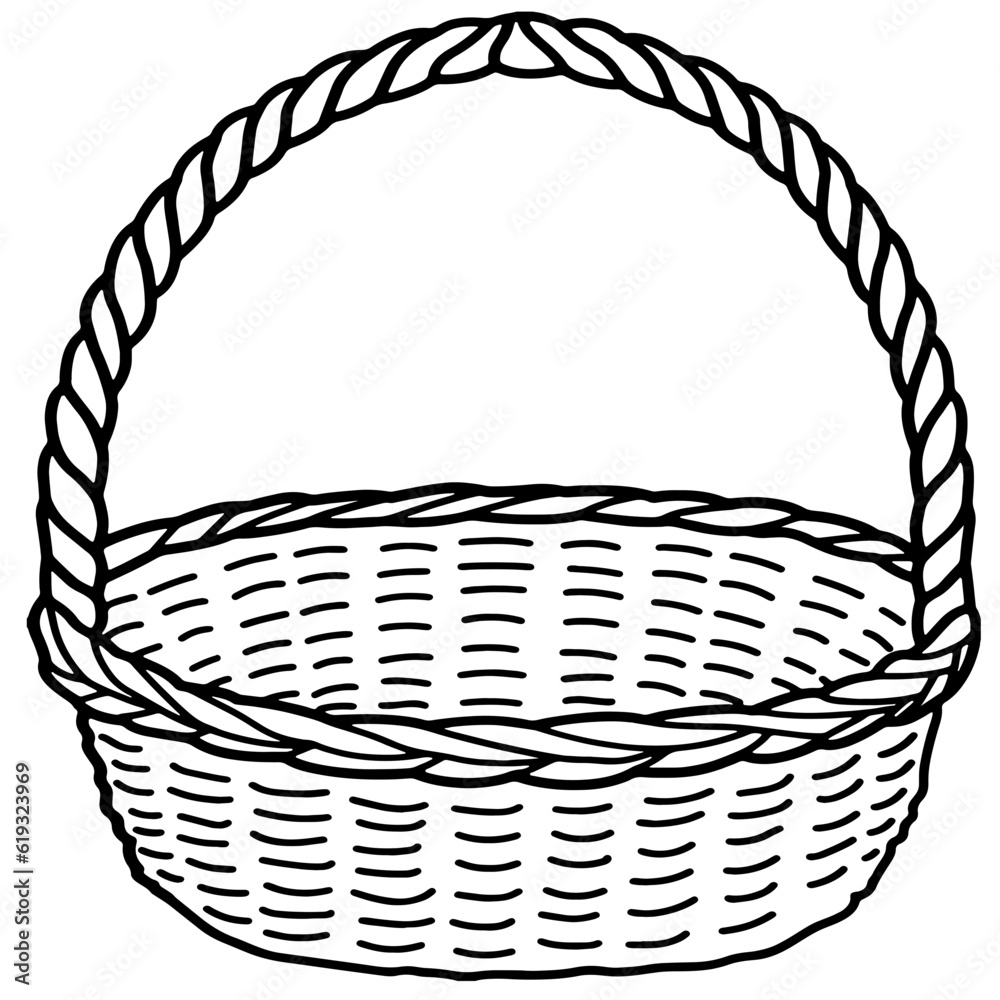 weaving basket, illustration, vector Stock Vector | Adobe Stock