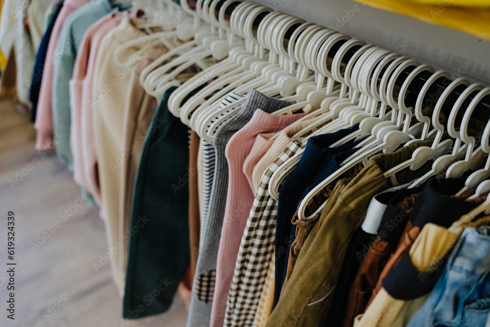 Children's clothing store. Lots of nice clothes for kids. Trousers ...