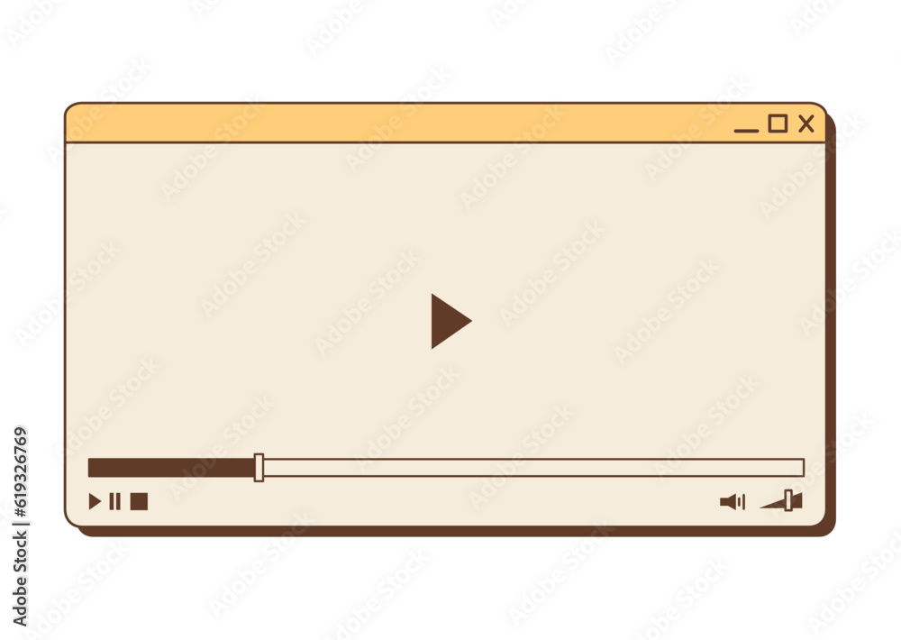 Vector y2k video player window. Nostalgic UI. Retro vaporwave computer ...