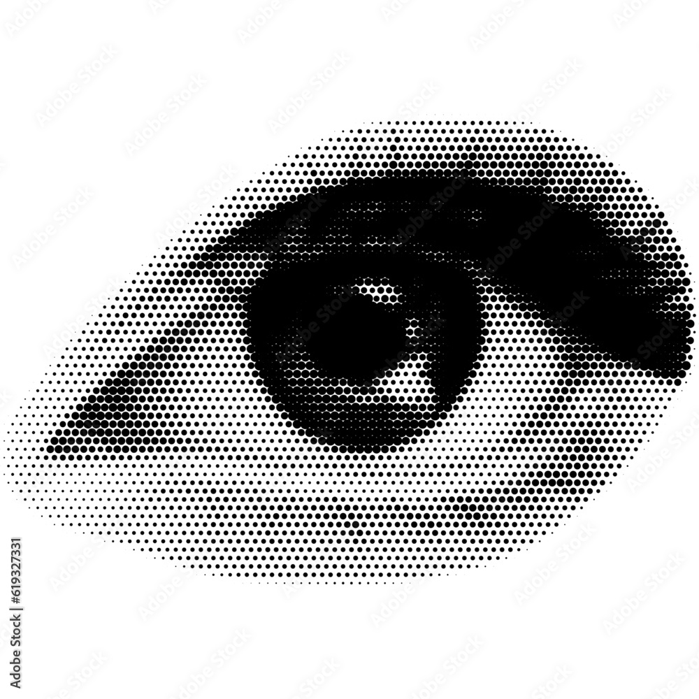 Retro halftone collage eye for use in mixed media designs. Dotted pop ...