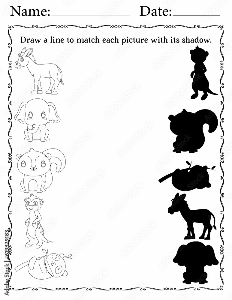 Matching Activity sheet for Kids | Matching Activity Worksheets for ...