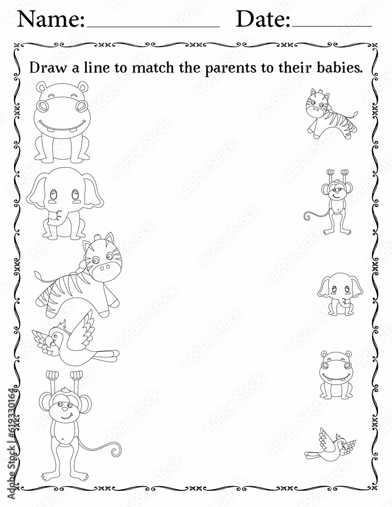 Matching Activity sheet for Kids | Kindergarten Activity Worksheets for ...