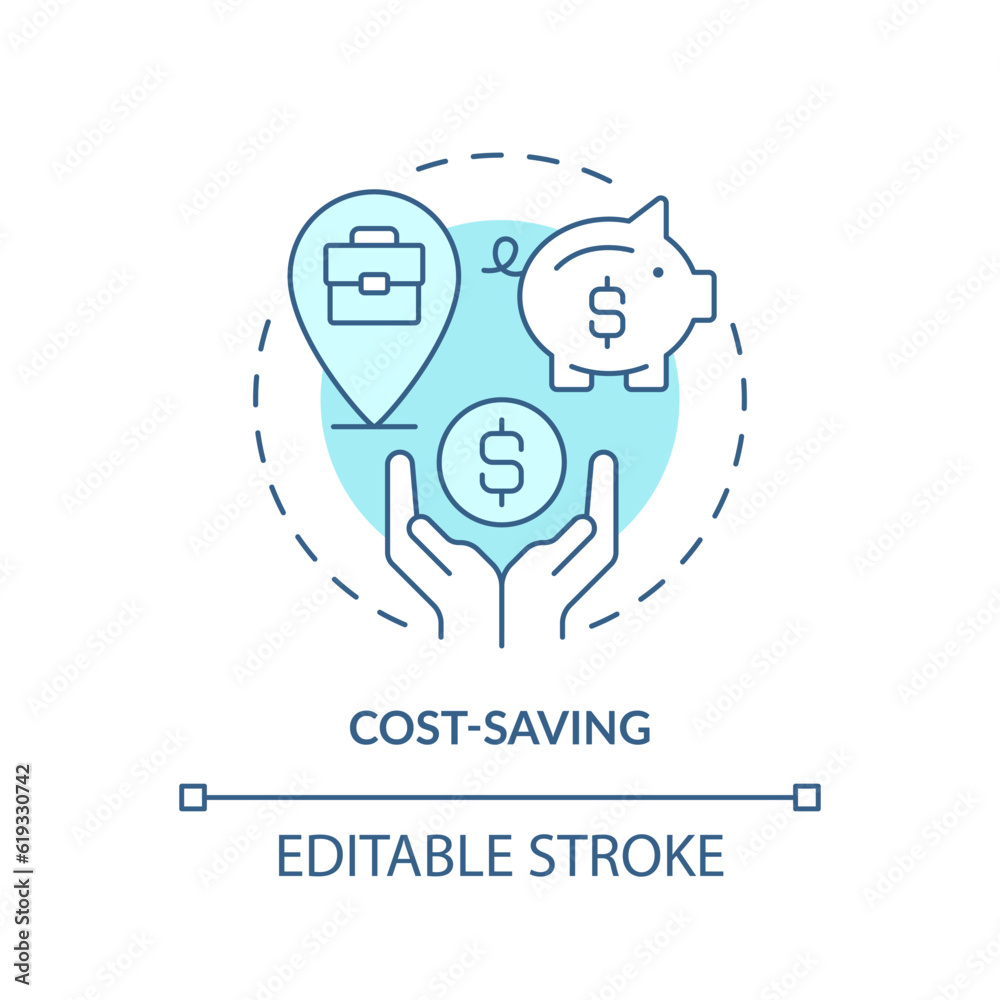 Cost saving turquoise concept icon. Living expenses. Budget friendly ...