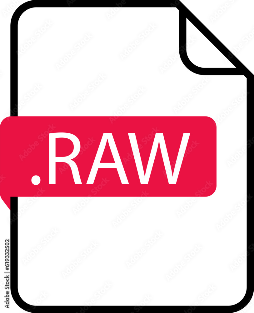 raw File format icon. Format for texts, images, vector images, videos ...