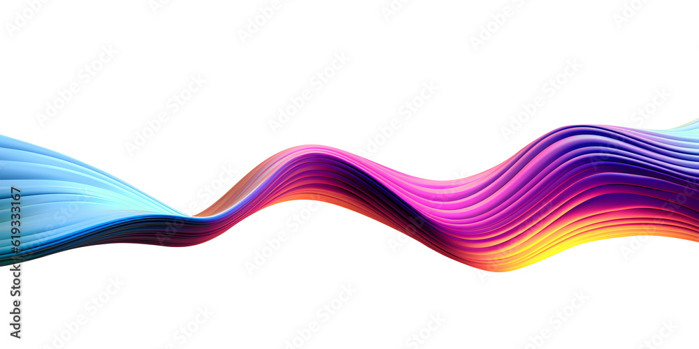 3d rendering multi-colored flowing abstract iridescent wave shape. Generative ai Stock ...