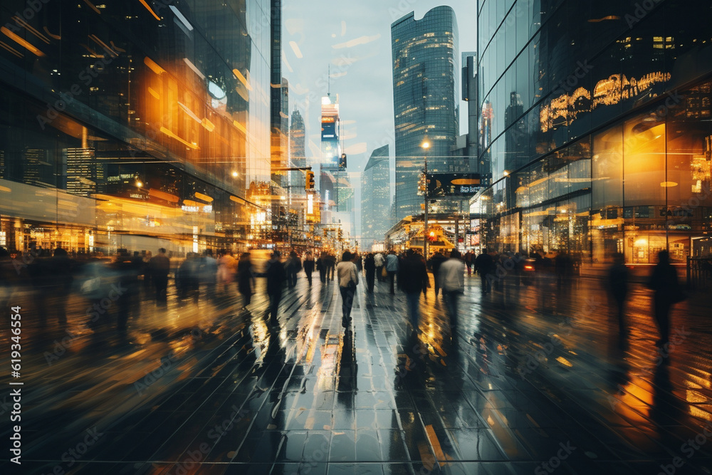 time-lapse footage of bustling city streets, fast-forwarding through ...