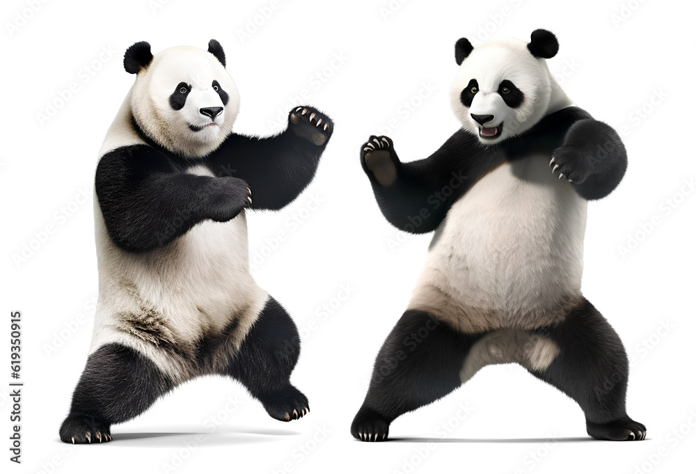 two fighting panda, isolated on transparent background. Generative Ai ...