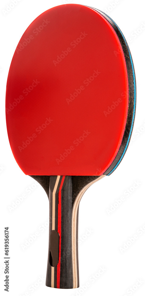 Poster Sports equipment, Red ping pong racket on white background or ...