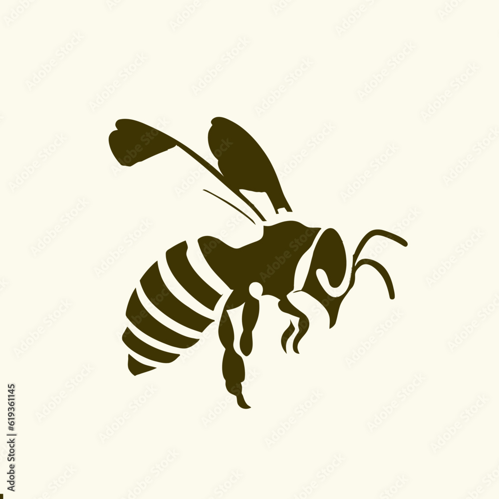 Bee Silhouette with Wings in Flight , Pollination and Nature Vector Art ...