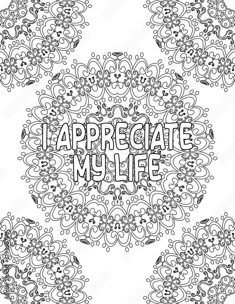 Affirmation Coloring Pages, Mandala Coloring sheet for Self-love for ...
