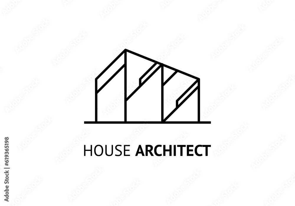 Architect logo icon, line drawing minimalist vector illustration ...