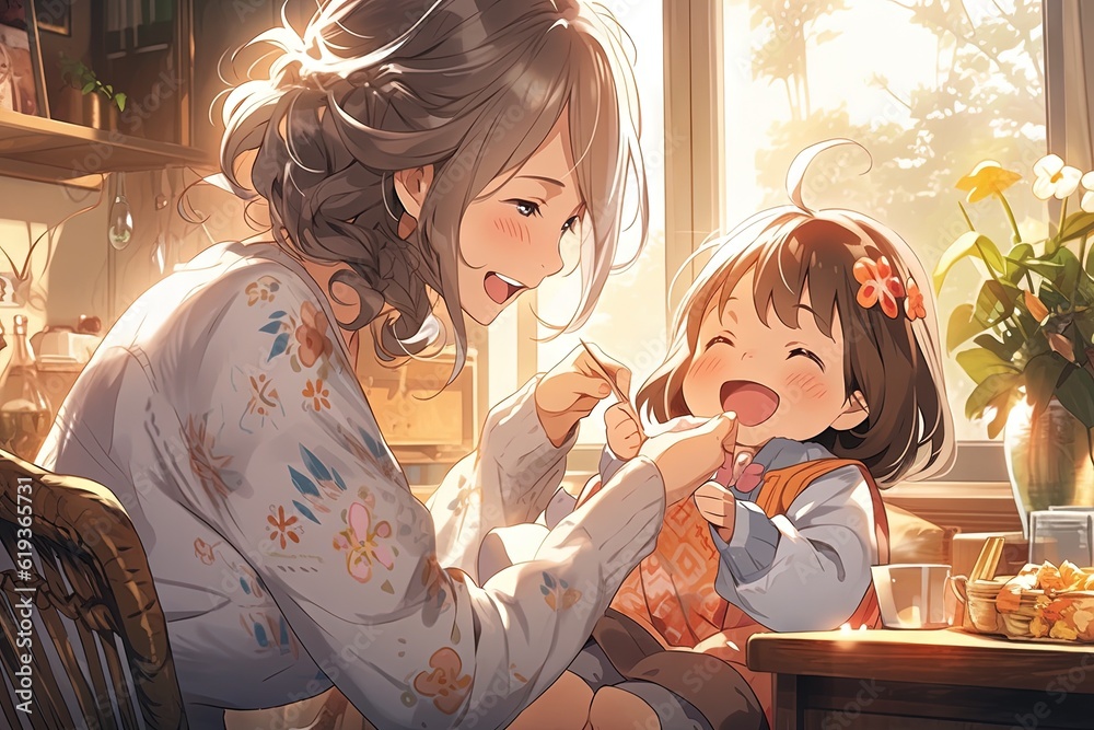 Generational Bonding: An elderly anime girl and a mischievous young ...