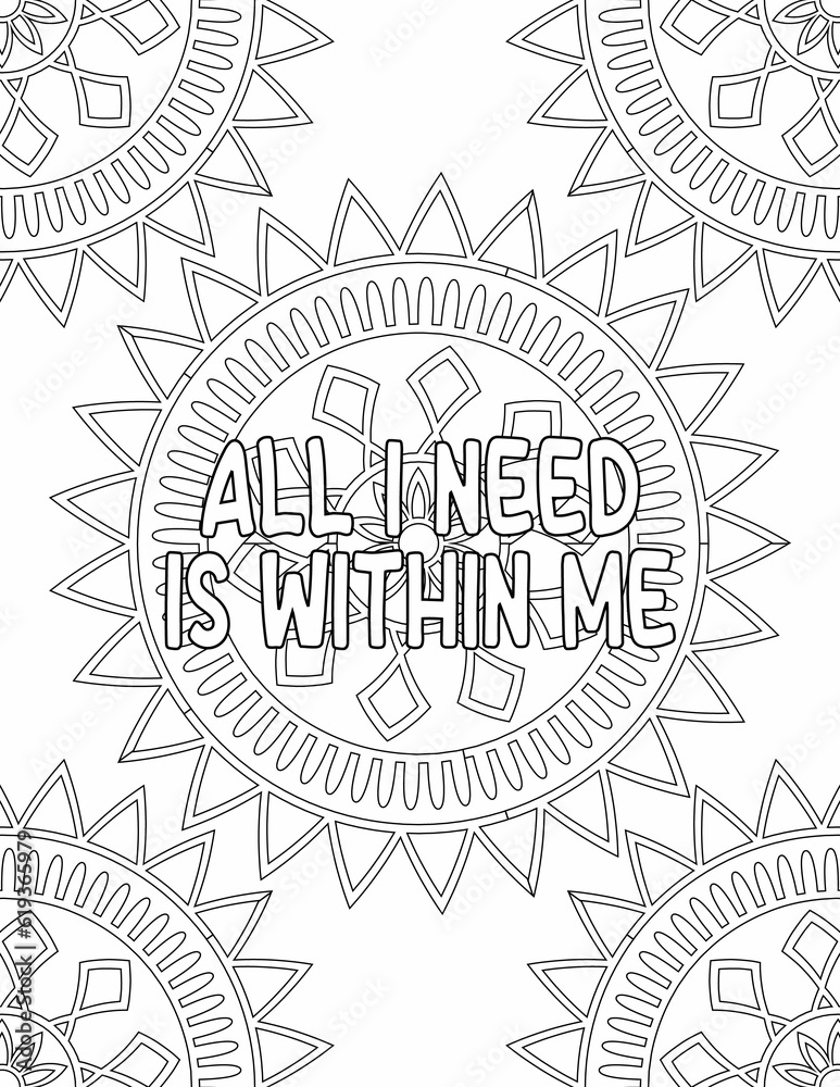Positive Affirmation Coloring Pages, Mandala Coloring sheet for Self ...