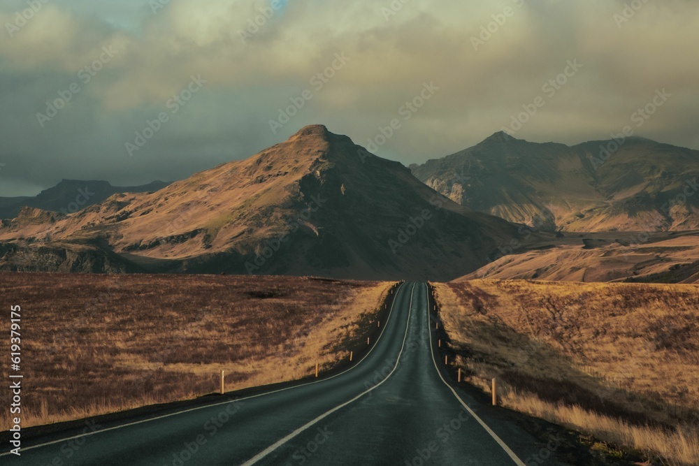 Scenic overview of a winding road snaking through rolling hills in The ...