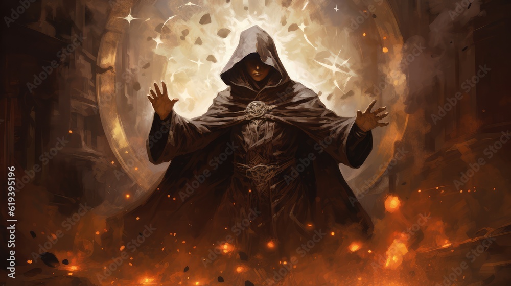 Mage casting a spell, Concept Art, Digital Illustration, Generative AI ...