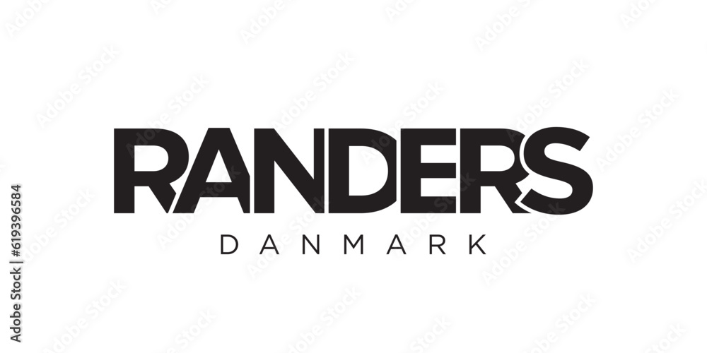 Randers in the Denmark emblem. The design features a geometric style, vector illustration with ...