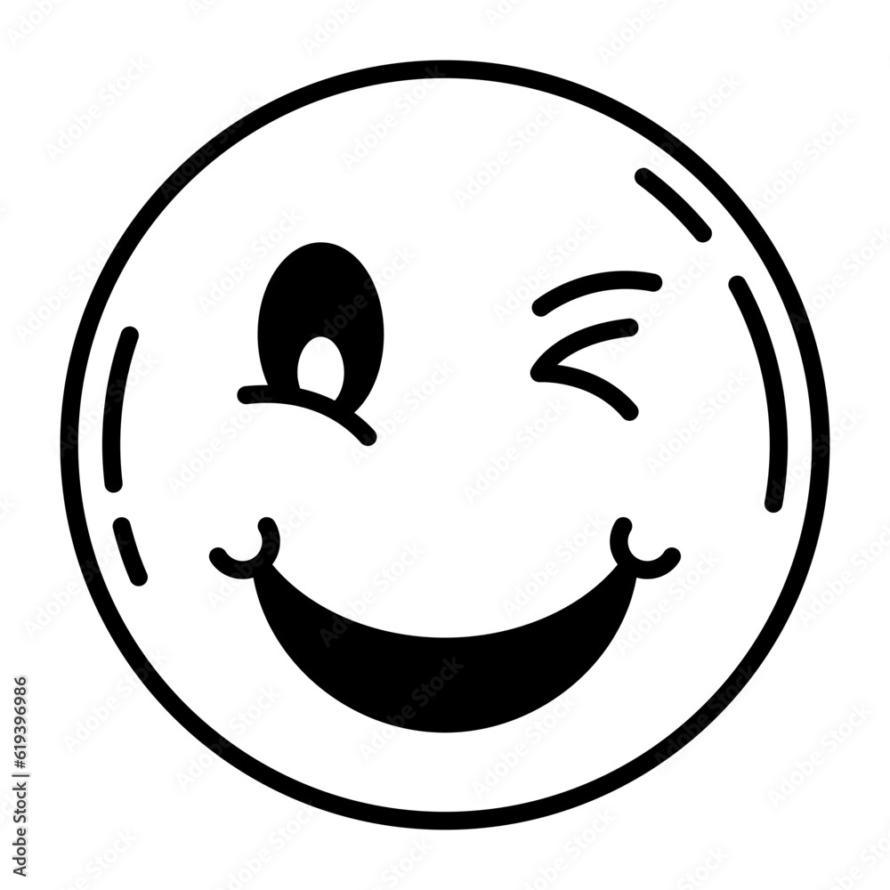 winking smiley face concept, Winky Head outline vector icon design ...