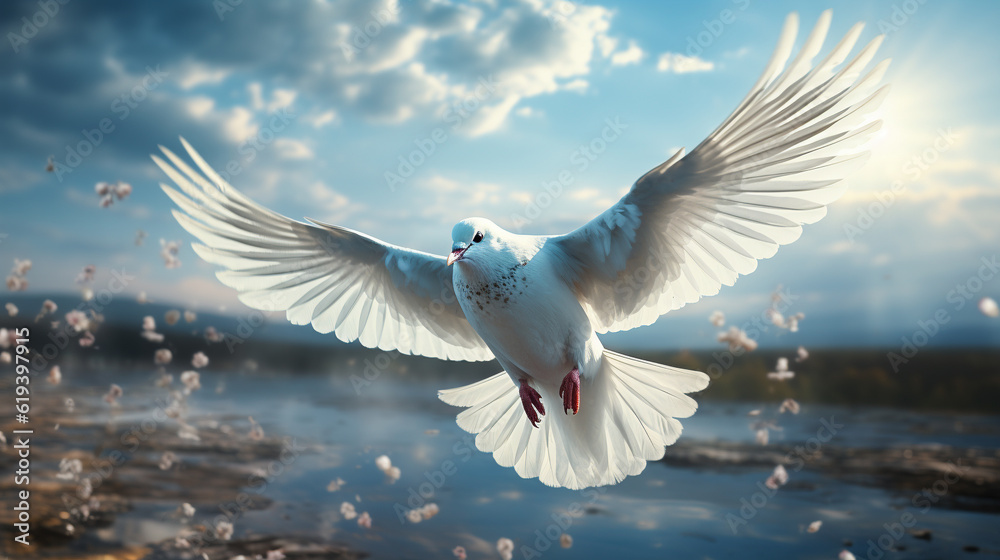white dove flying in the sky HD 8K wallpaper Stock Photographic Image ...