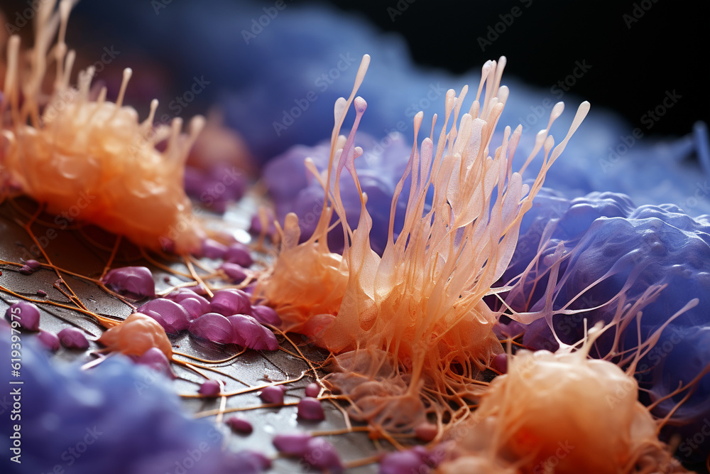 Fotografía Magnified view of ciliated epithelial cells lining the ...