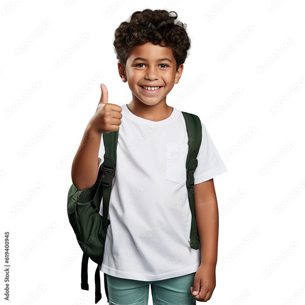 Latino american boy with school backpack showing thumbs up PNG on a ...