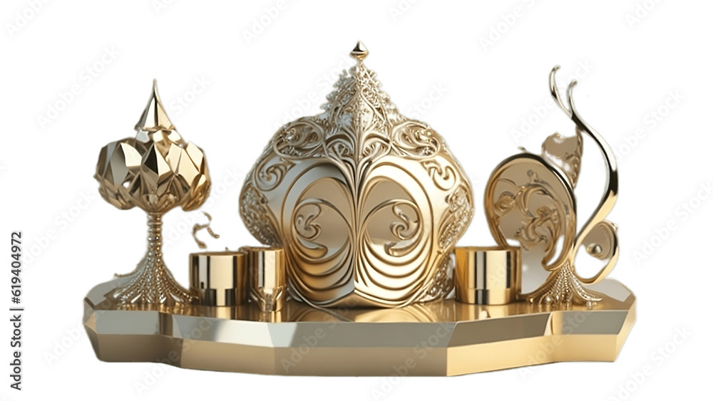 Podium Glory and Elegance: Majestic Royal Crown on White Background ...