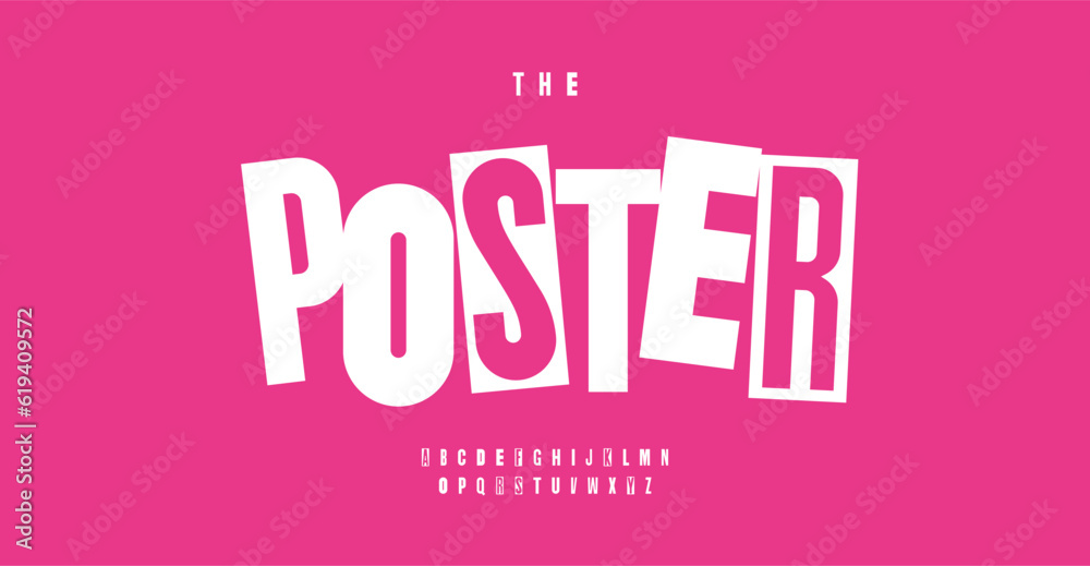 Newspaper alphabet, paper cutout letters. Newsprint cut font for ...