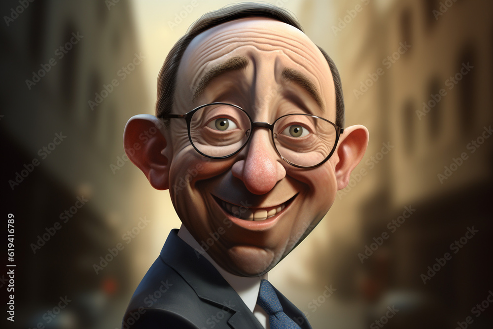 Caricature of a politician type figure, mature man, cartoon, extreme ...