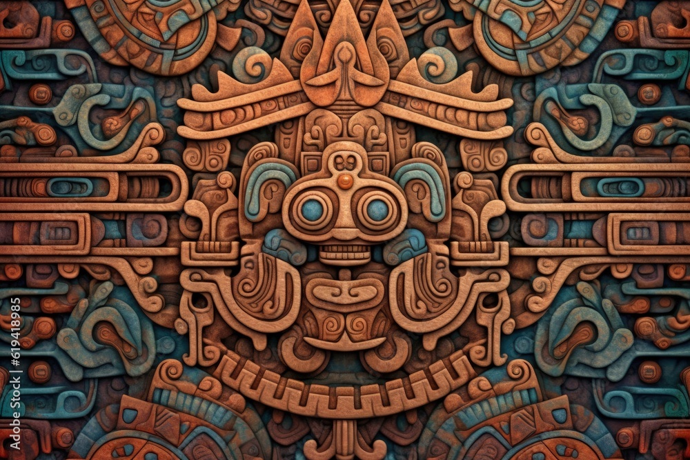 Background with mayan patterns, culture and history concept. Generative ...