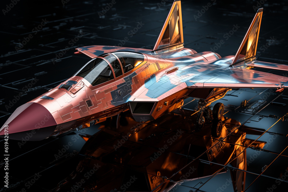 An abstract geometric design inspired by a fighter jet, utilizing a ...