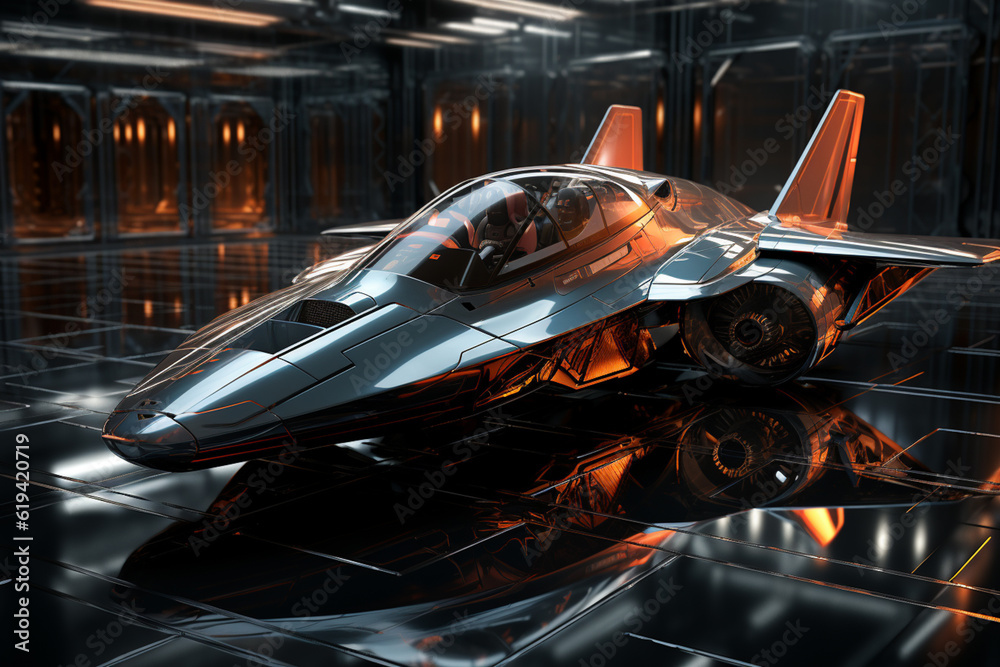 An abstract geometric design inspired by a fighter jet, utilizing a ...