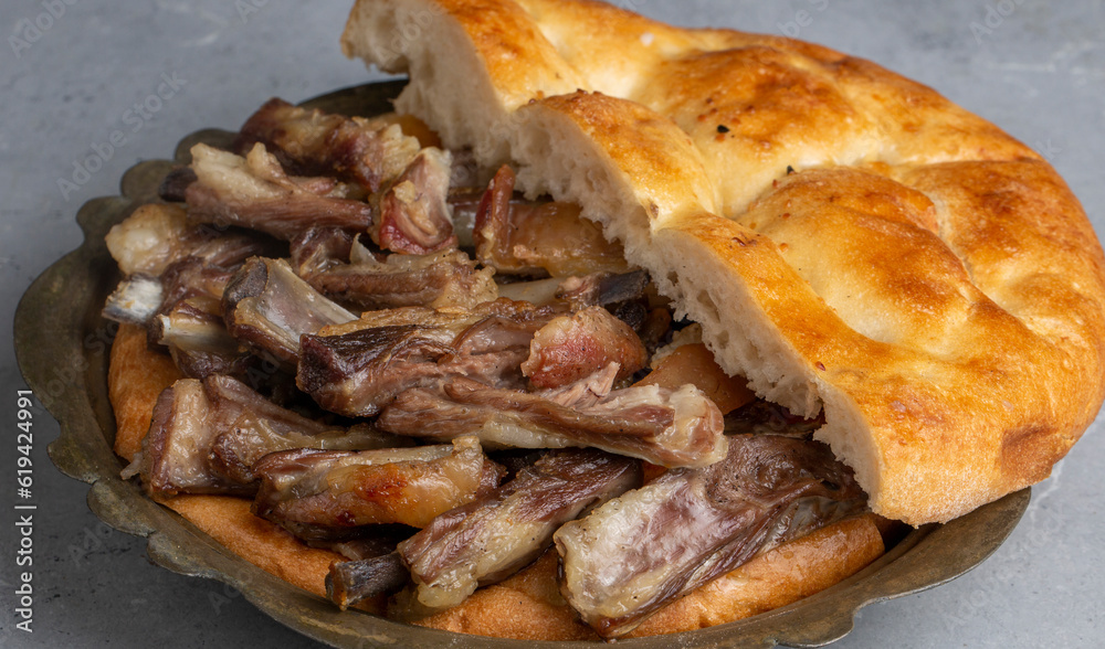 Traditional delicious local Turkish food; Buryan kebab. It is a meat ...