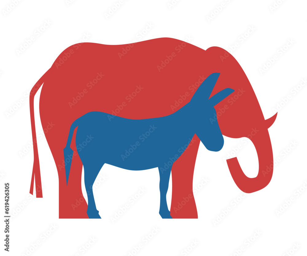 Elephant and donkey. Clipart for voting 2024 presidential election ...